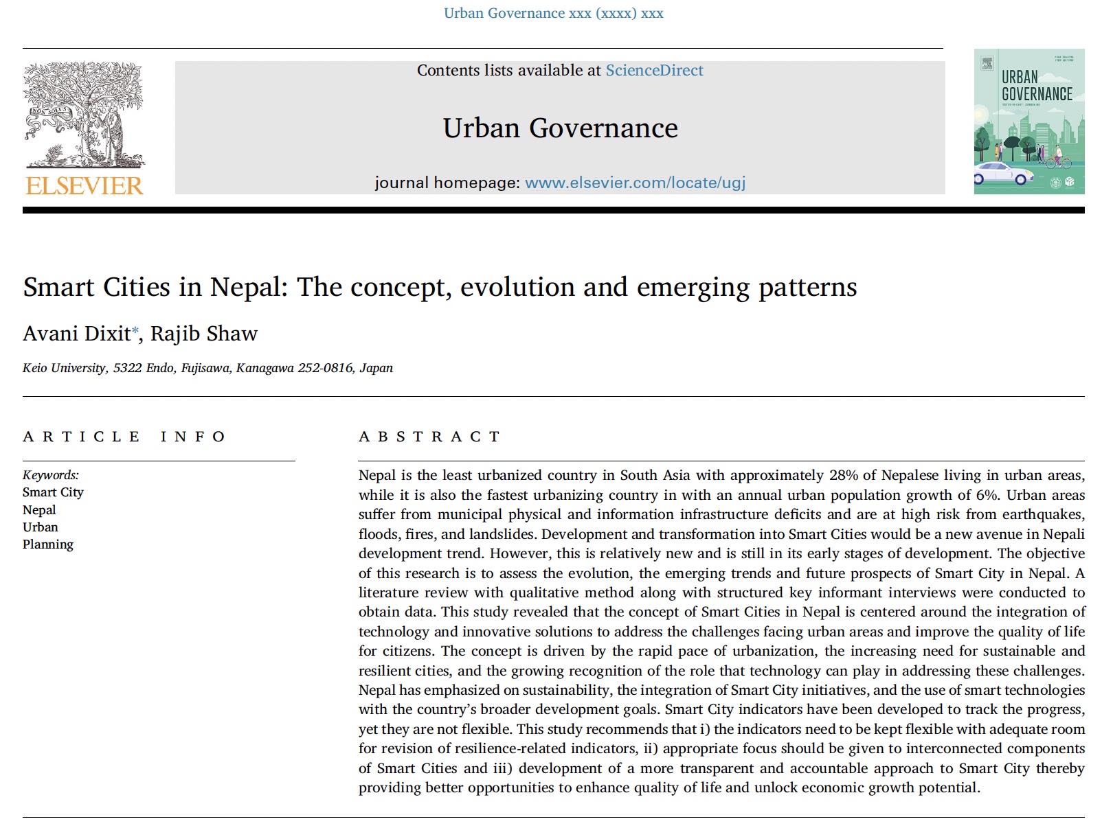 New paper: “Smart Cities in Nepal: The concept, evolution and emerging ...
